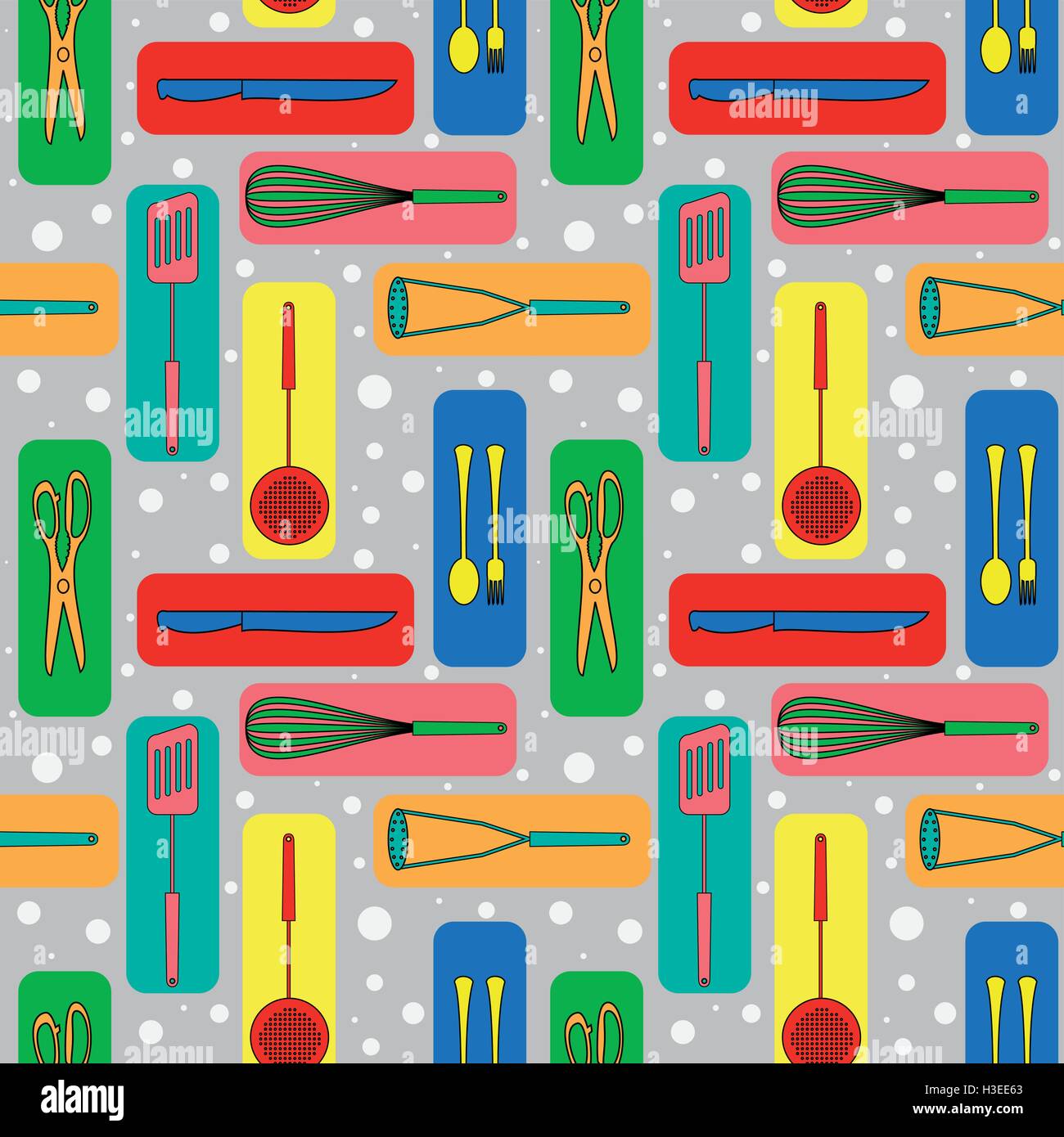 Seamless background with icons of kitchen ware Stock Vector Image & Art ...