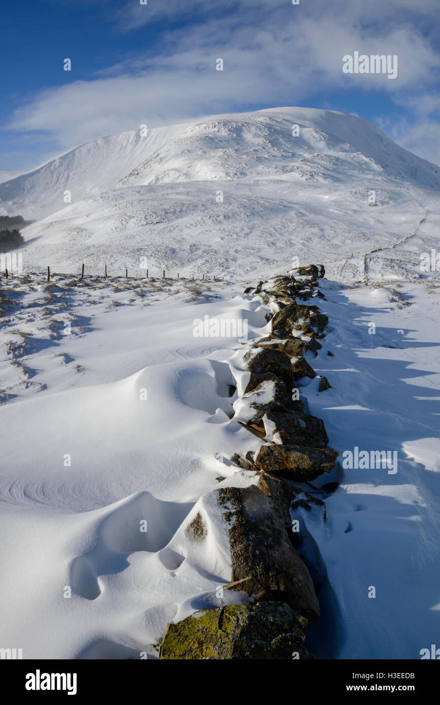 White Coomb (a Corbett) in winter snow, Grey Mare's Tail Nature Reserve ...