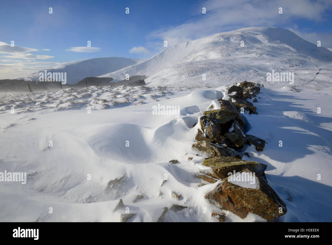 White Coomb (a Corbett) in winter snow, Grey Mare's Tail Nature Reserve ...