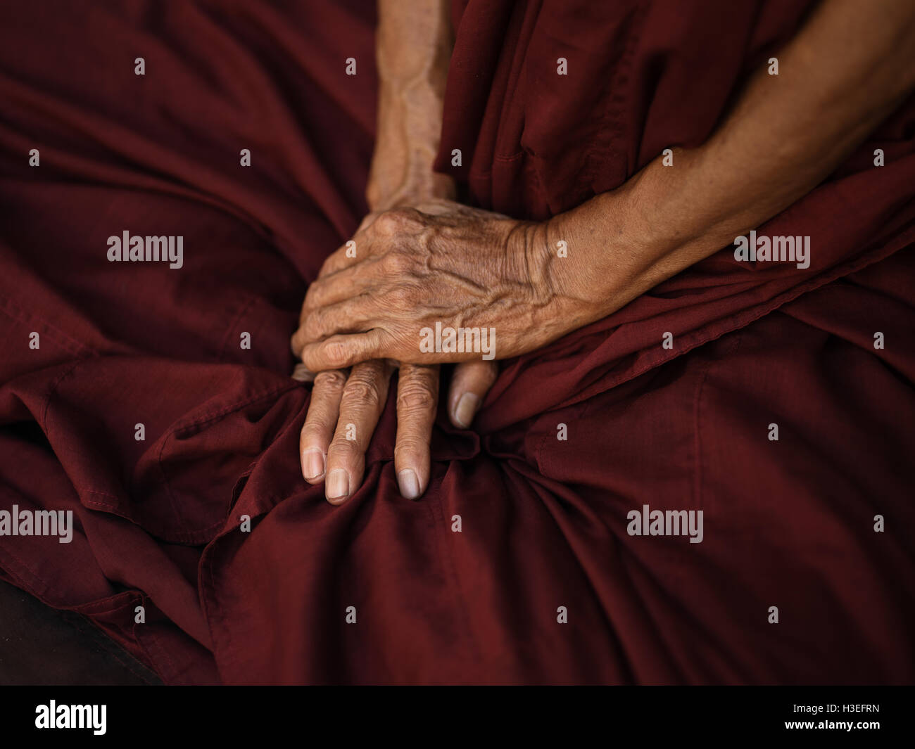 Buddhist monk praying hands hi-res stock photography and images - Alamy