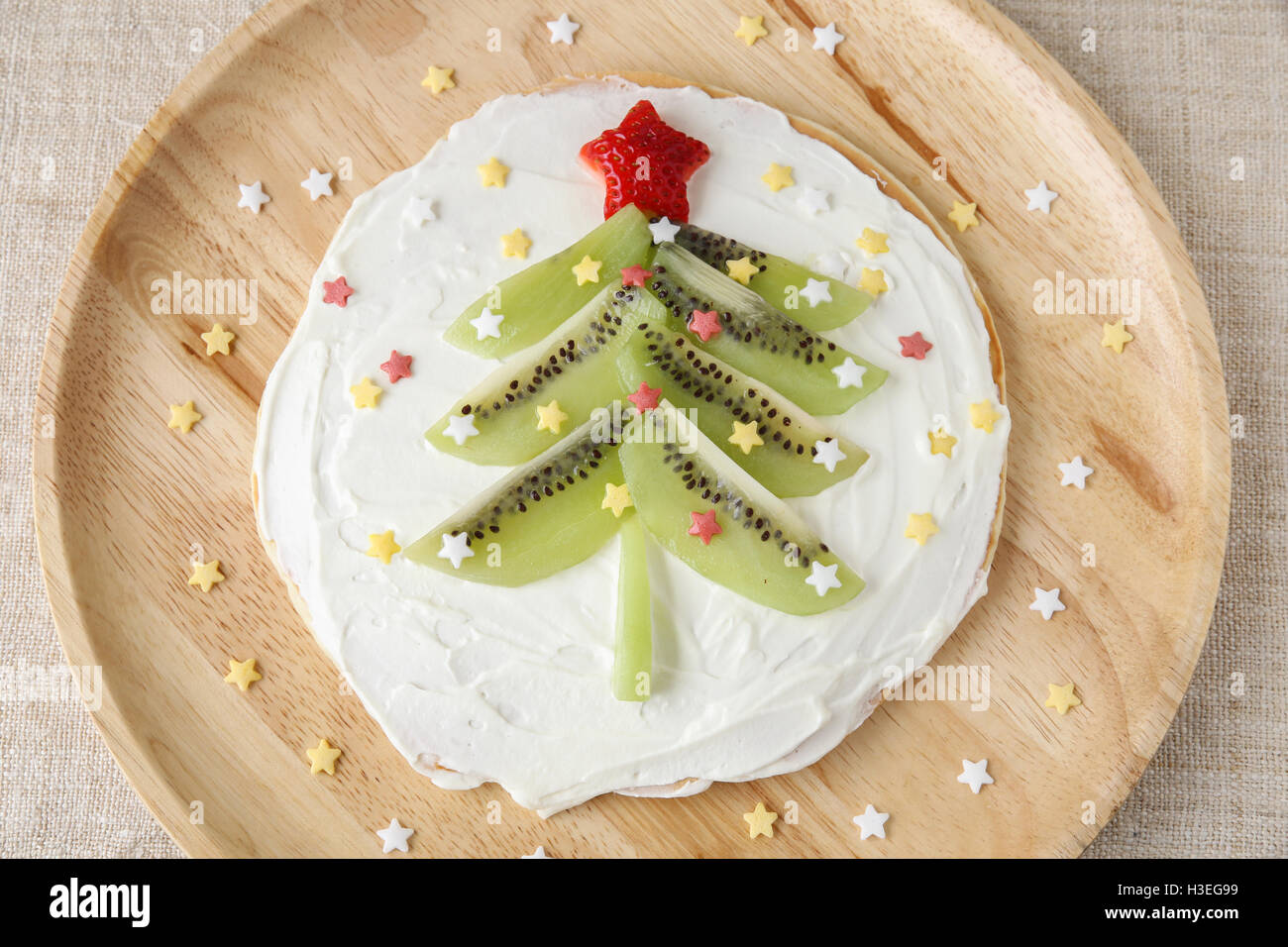 Fun homemade christmas tree pancake breakfast for kids Stock Photo - Alamy