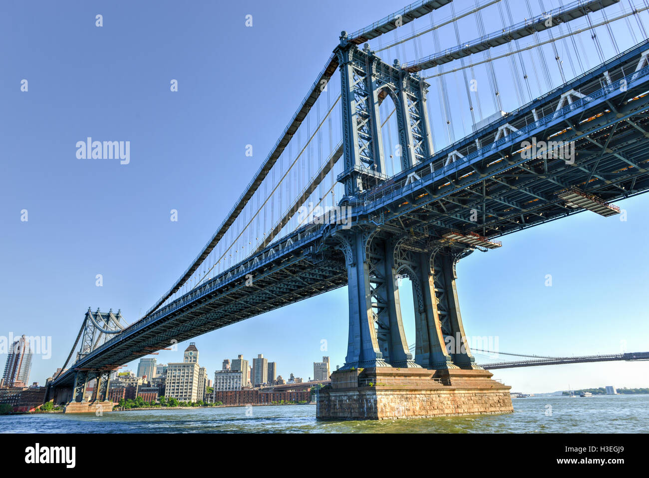 View of the Manhattan Bridge as seen from the East Side of Manhattan ...