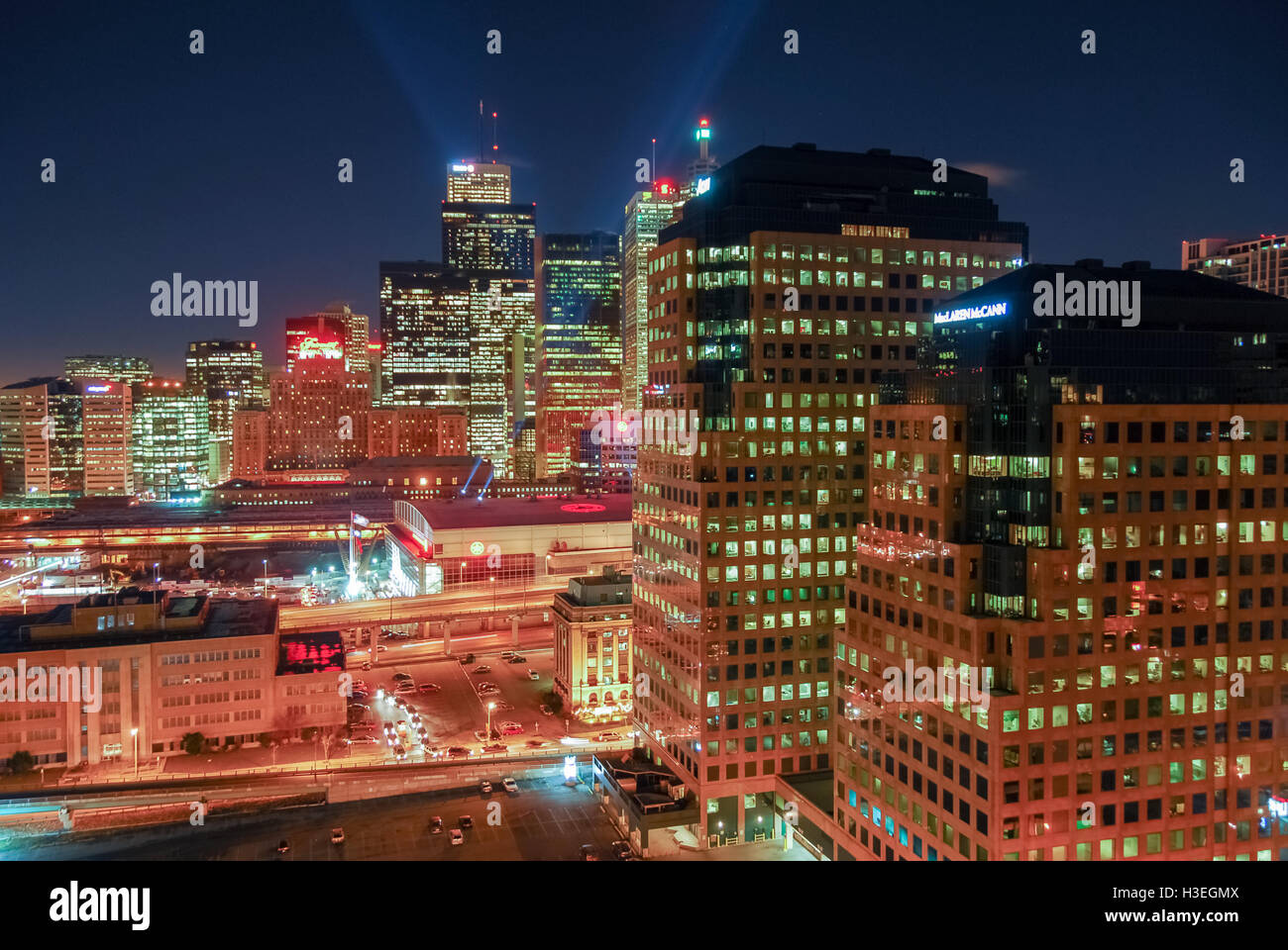 Toronto, Canada - January 2, 2007: Aerial Toronto downtown cityscape at ...