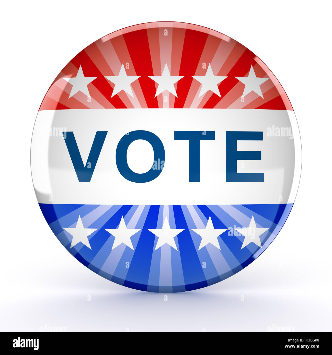 Vote button in red, white, and blue with stars - 3d rendering Stock ...
