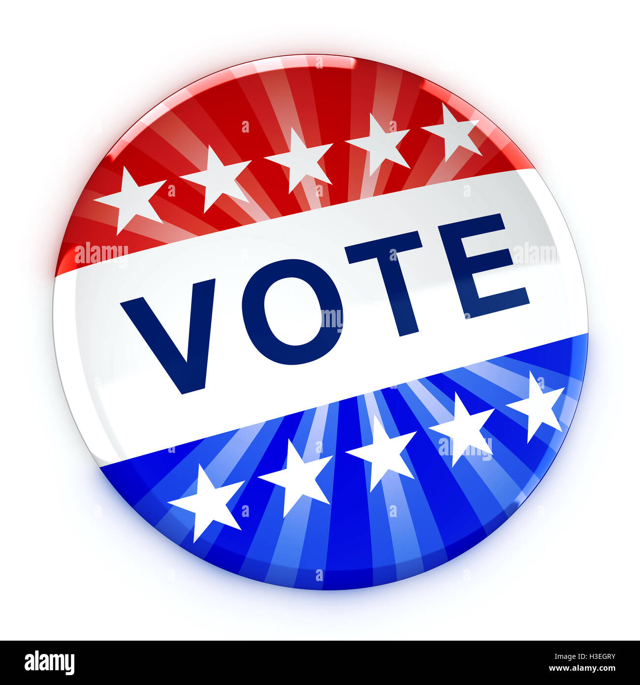 Vote button in red, white, and blue with stars - 3d rendering Stock ...