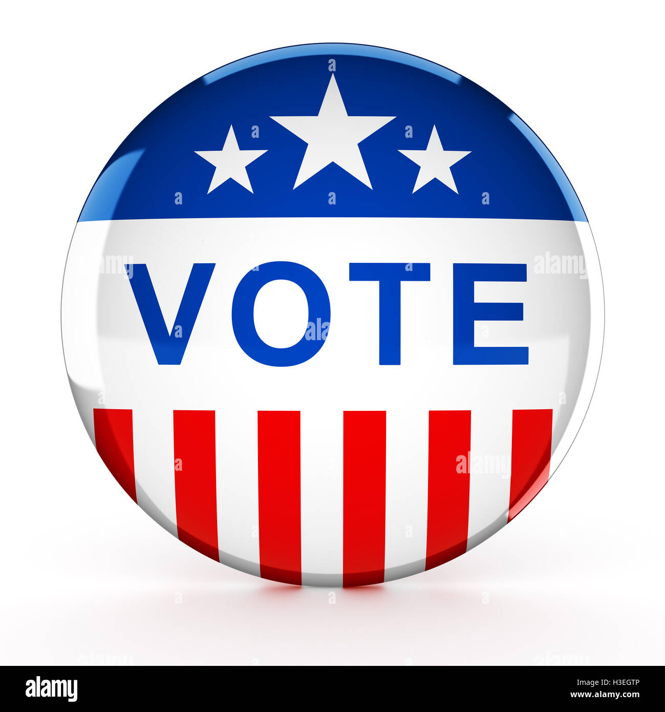 Vote button in red, white, and blue with stars - 3d rendering Stock ...