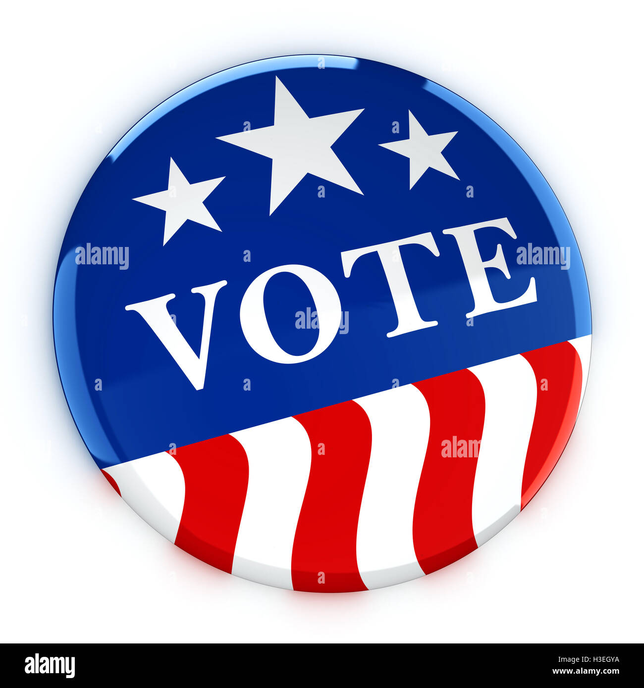 Vote button in red, white, and blue with stars - 3d rendering Stock ...