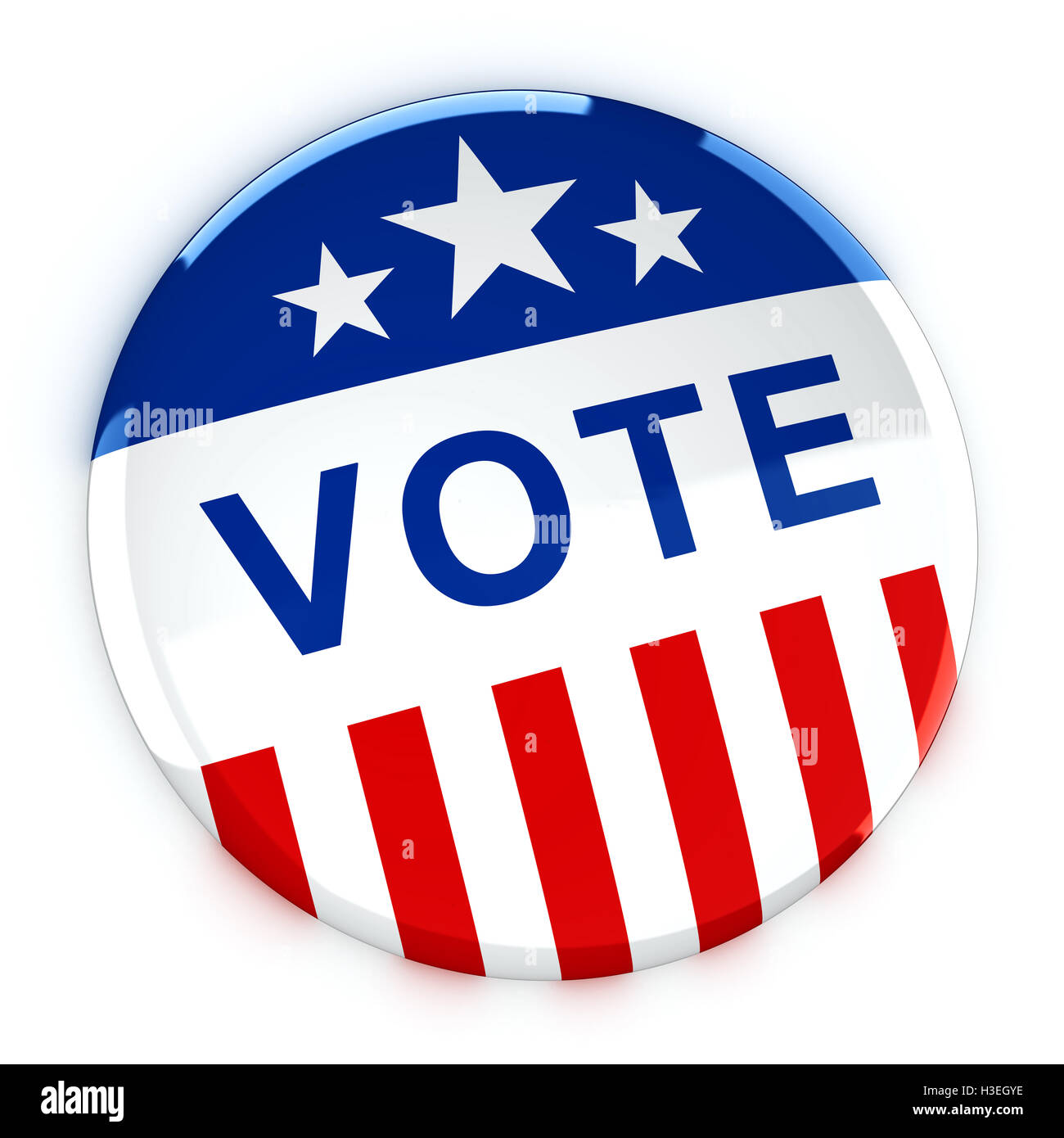Vote button in red, white, and blue with stars - 3d rendering Stock ...