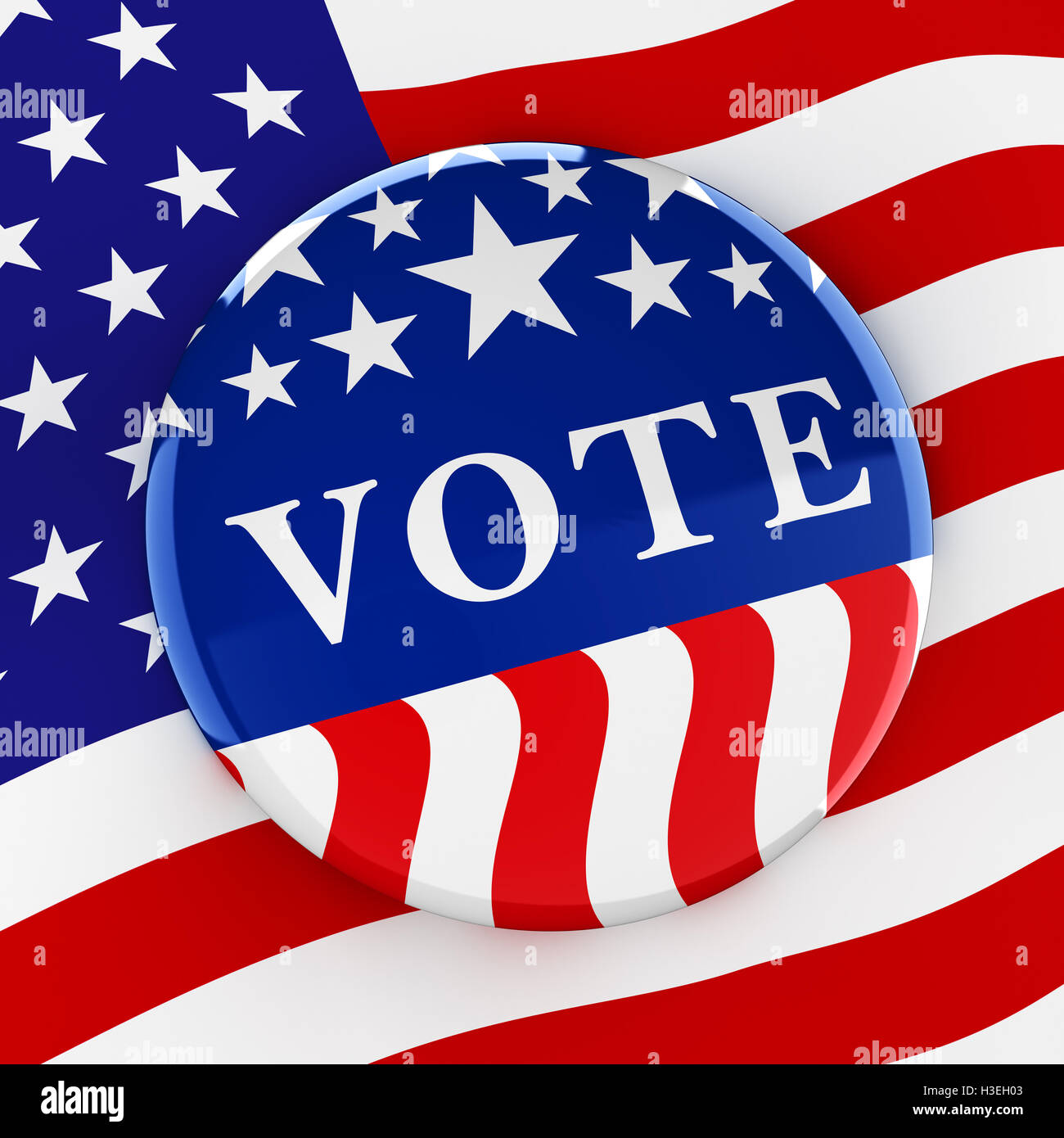 Vote button on American flag background - 3d rendering Stock Photo - Alamy