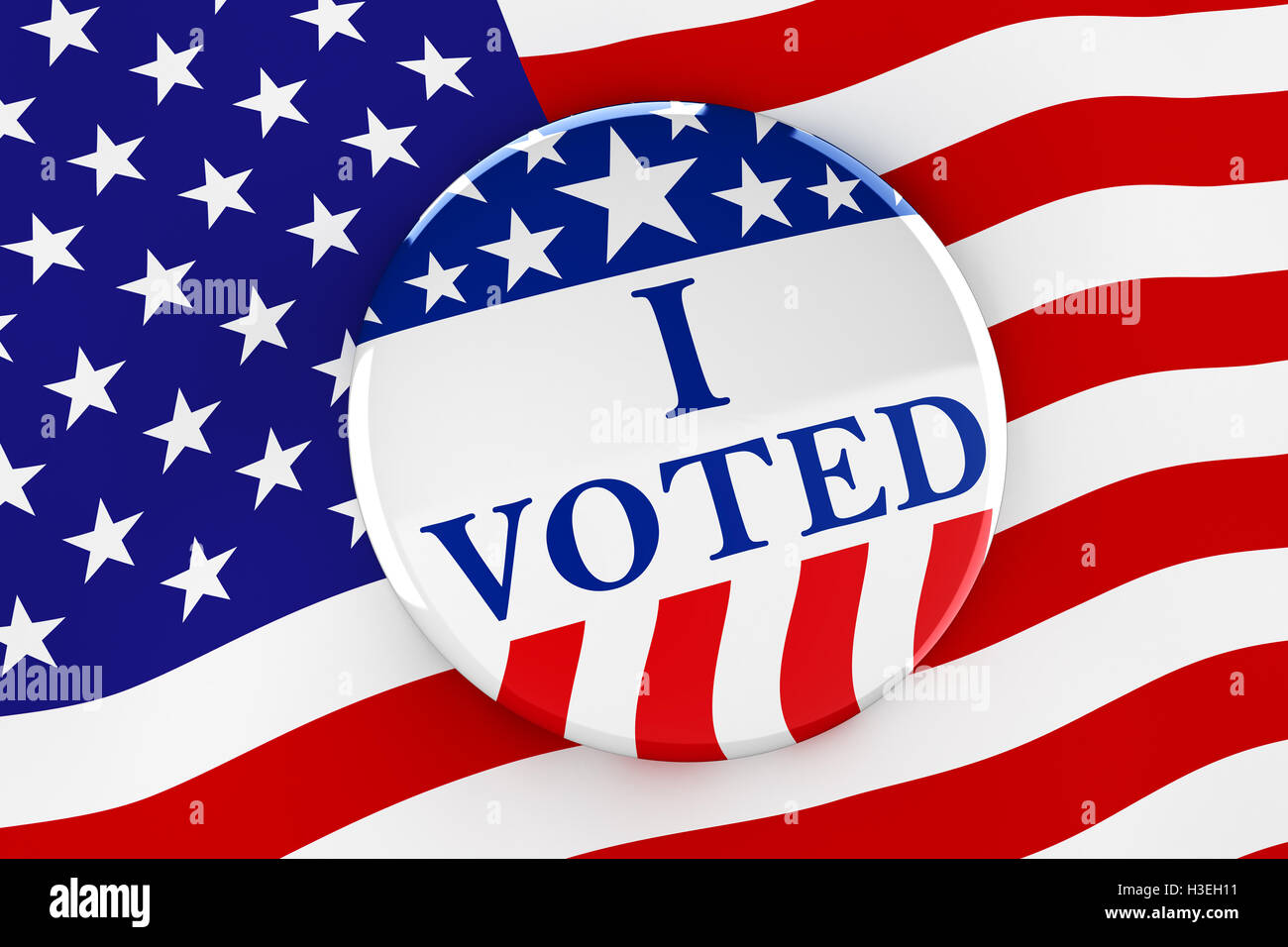 Vote button on American flag background - 3d rendering Stock Photo - Alamy