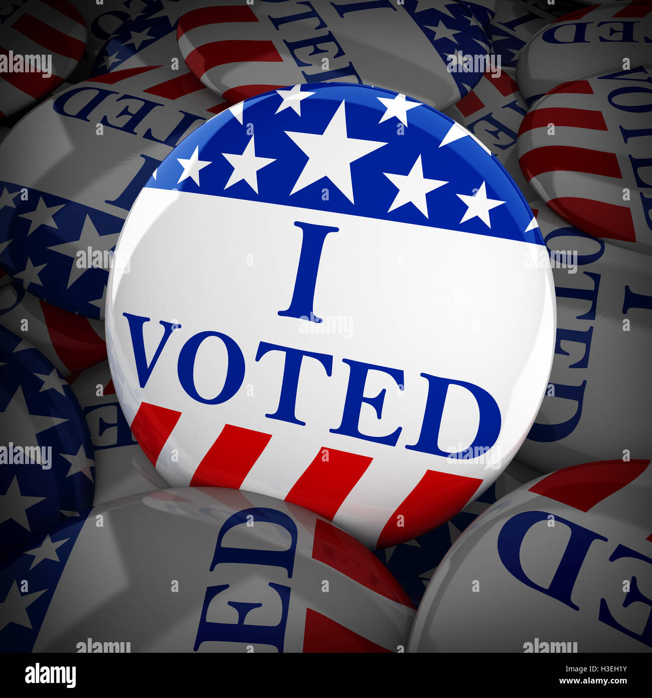 Vote buttons in red, white, and blue with stars - 3d rendering Stock ...