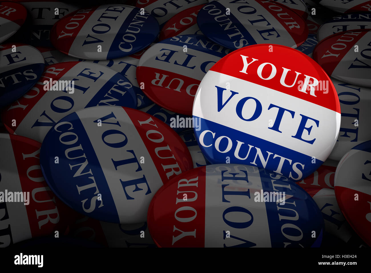 Vote buttons in red, white, and blue with stars - 3d rendering Stock ...