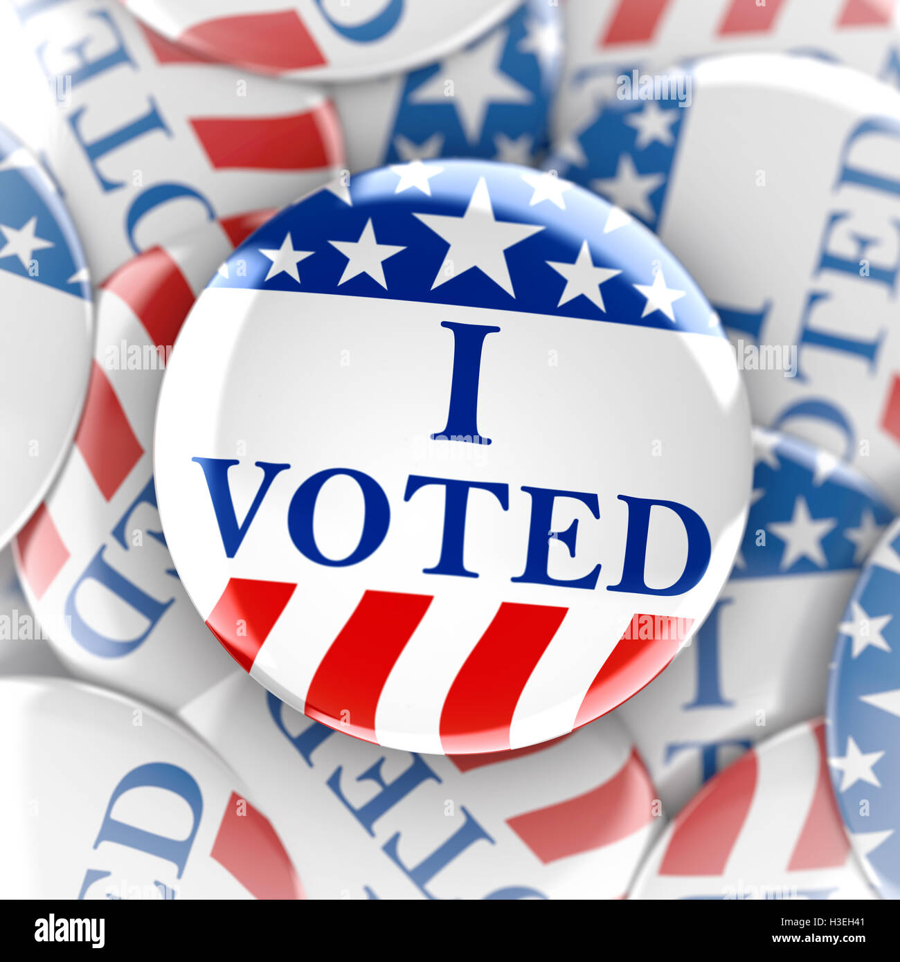 Vote buttons in red, white, and blue with stars - 3d rendering Stock ...