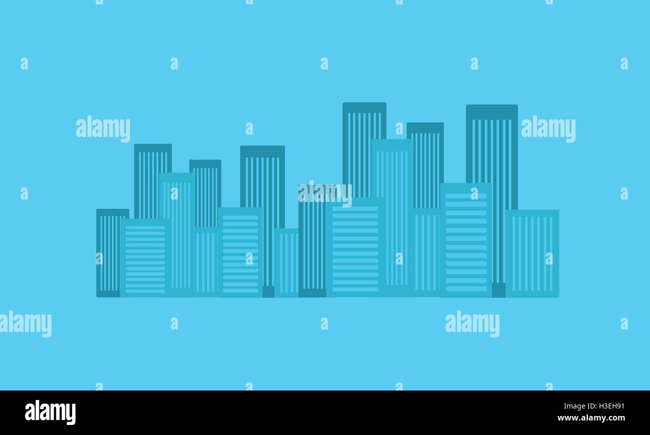 Silhouette of line building with blue backgrounds Stock Vector Image ...