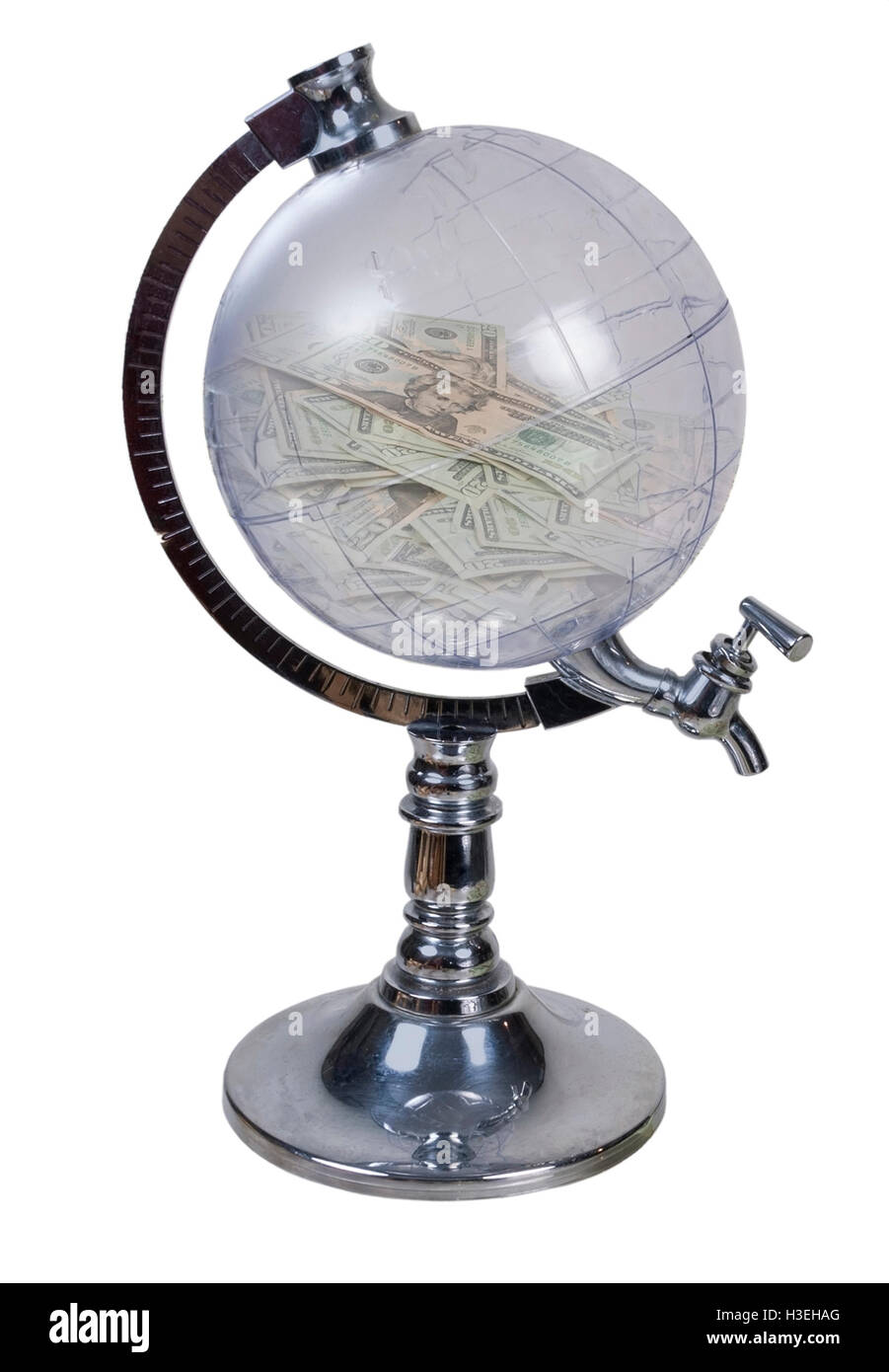 Globe money dispenser with faucet handle - path included Stock Photo ...