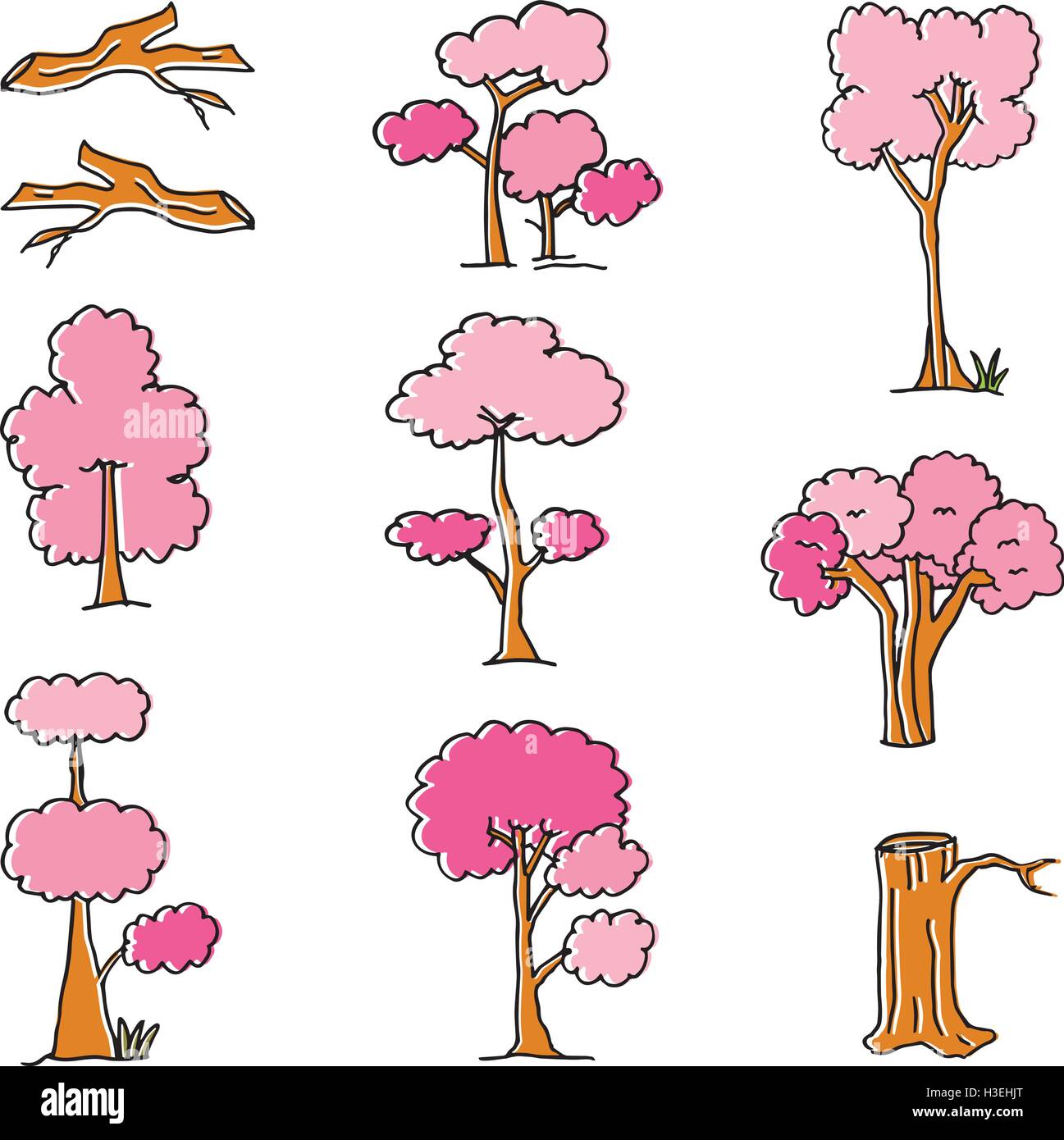 Doodle of style pink tree Stock Vector Image & Art - Alamy