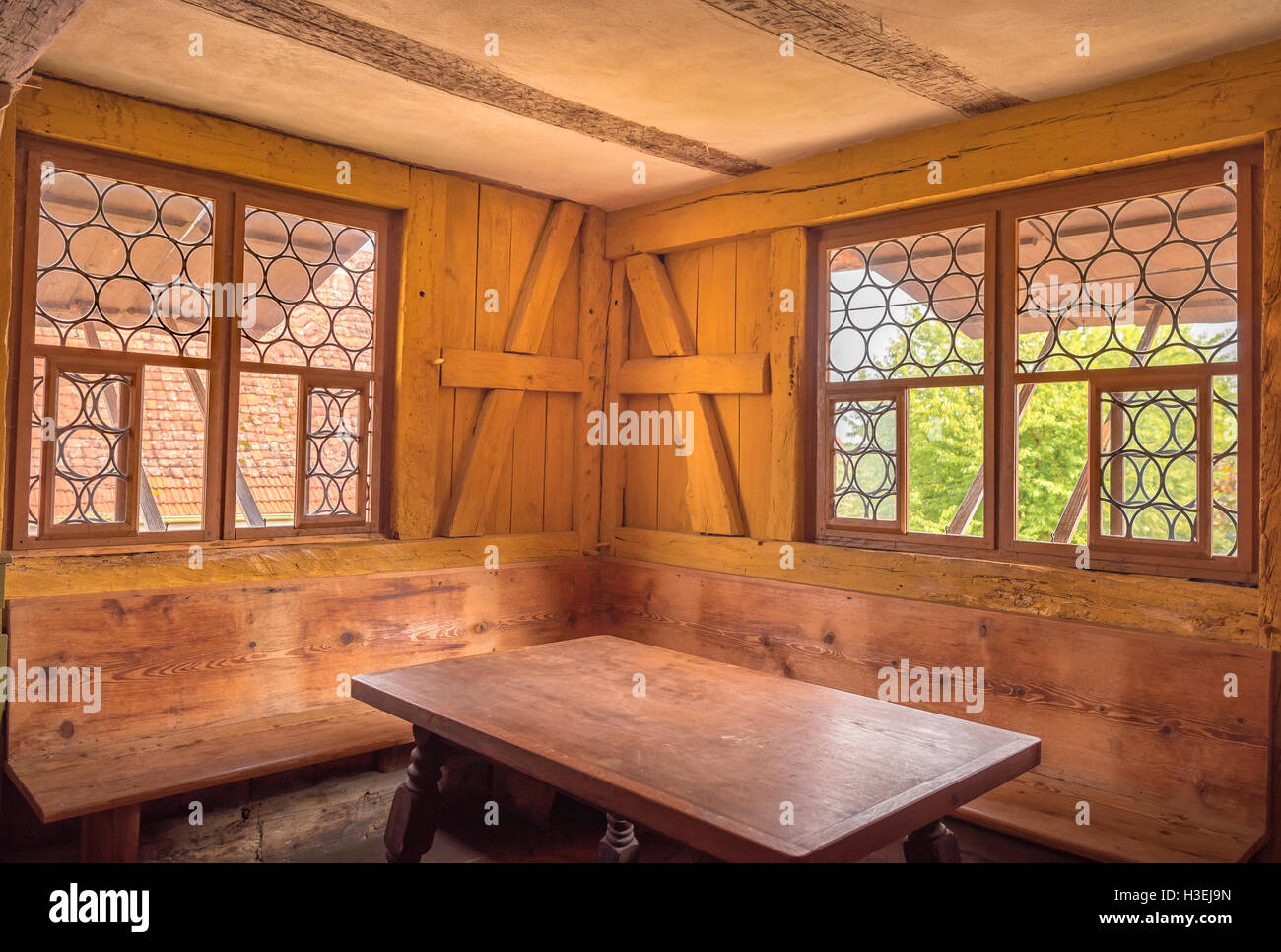 Rustic dining corner interior Stock Photo - Alamy