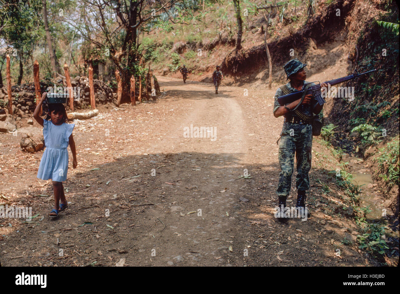 El Salvador, 1986. Government soldiers on patrol in Morazan Province ...