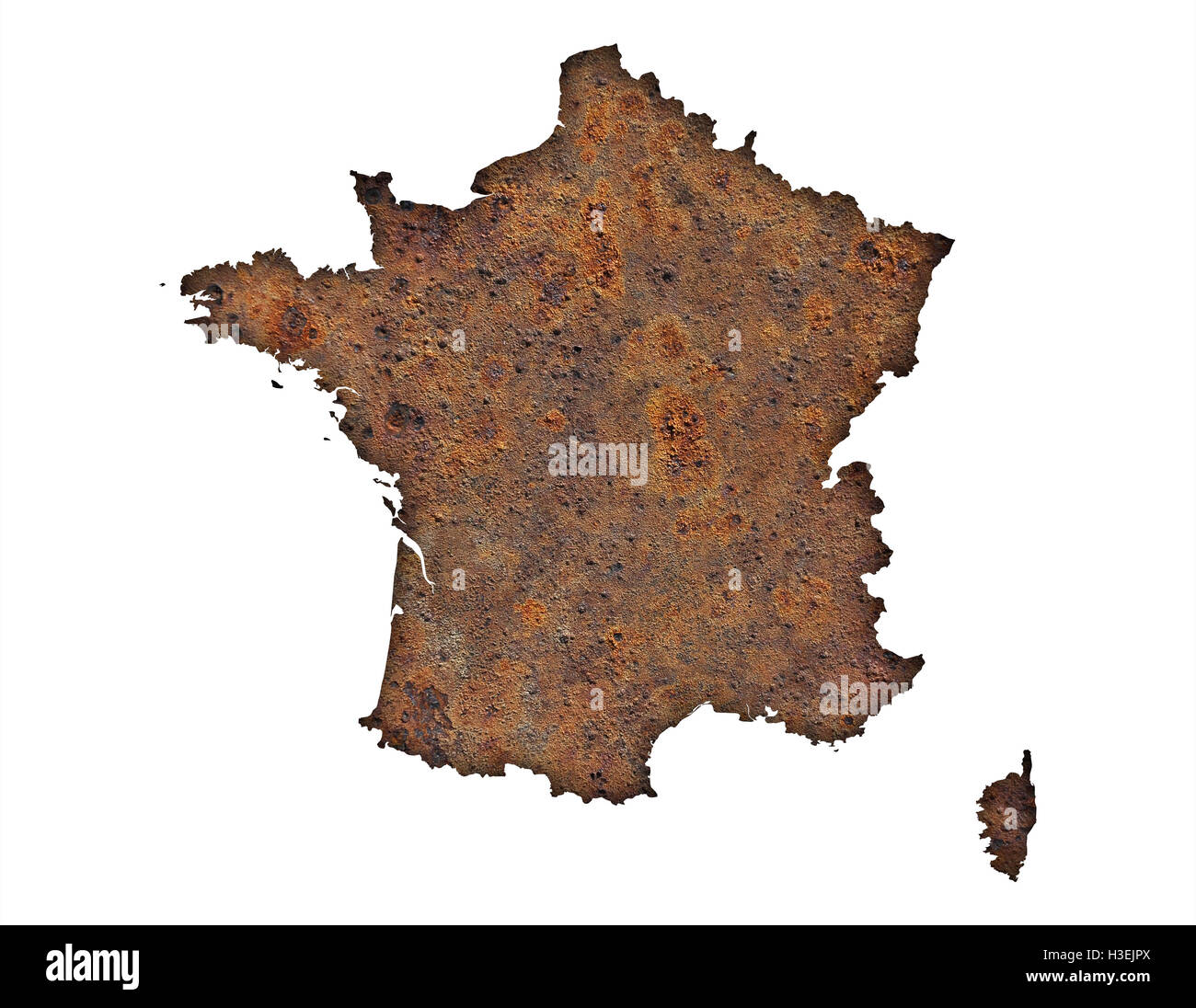 Map of France on rusty metal Stock Photo - Alamy