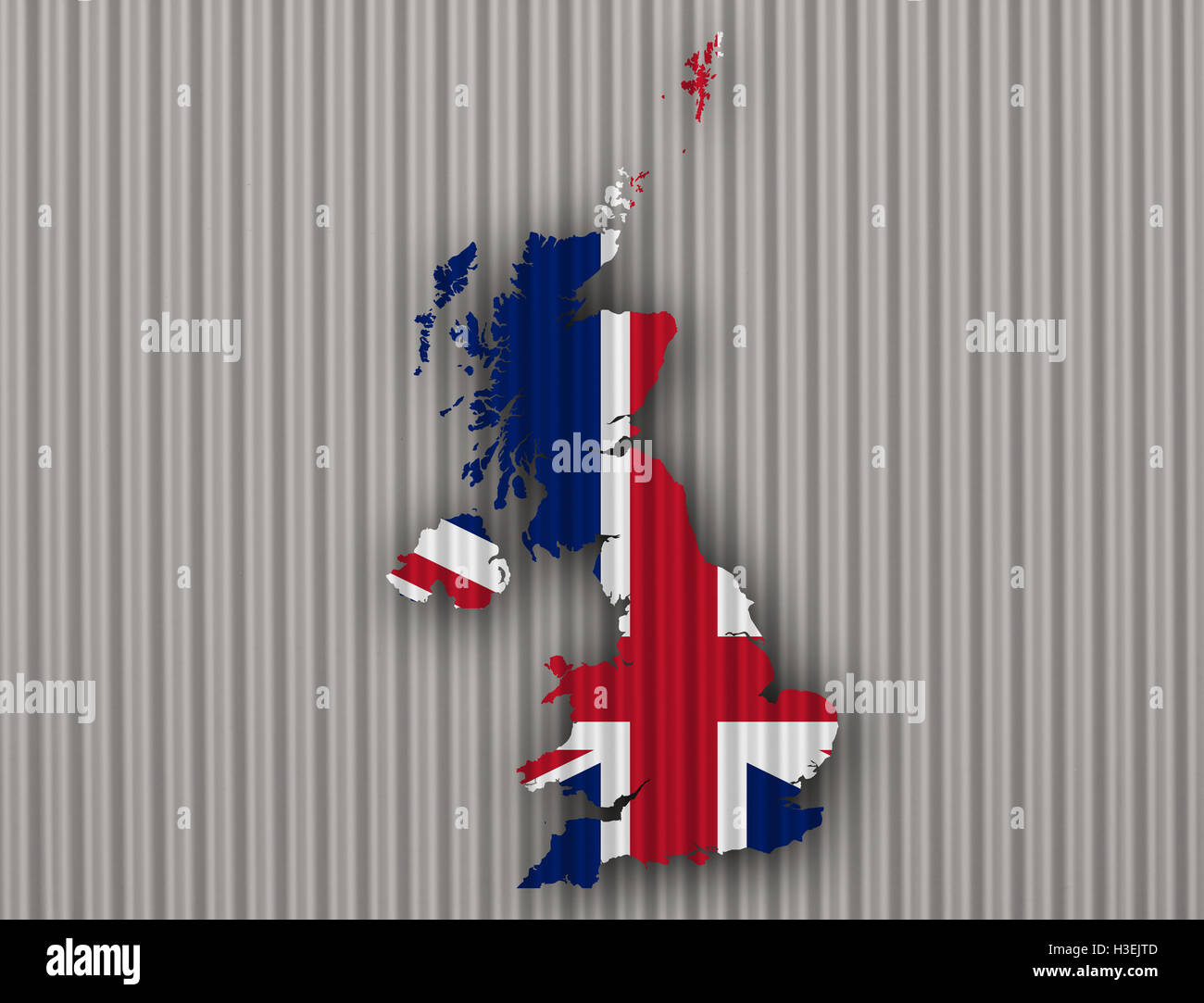 Map and flag of Great Britain on corrugated iron Stock Photo - Alamy