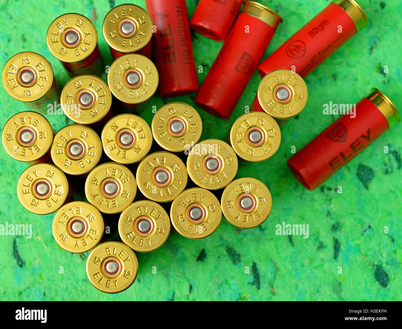 Red 12 bore shotgun cartridges Stock Photo - Alamy