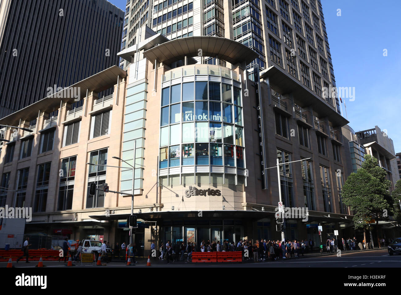 The Galeries shopping mall in Sydney, Australia. View of cnr of Park St ...