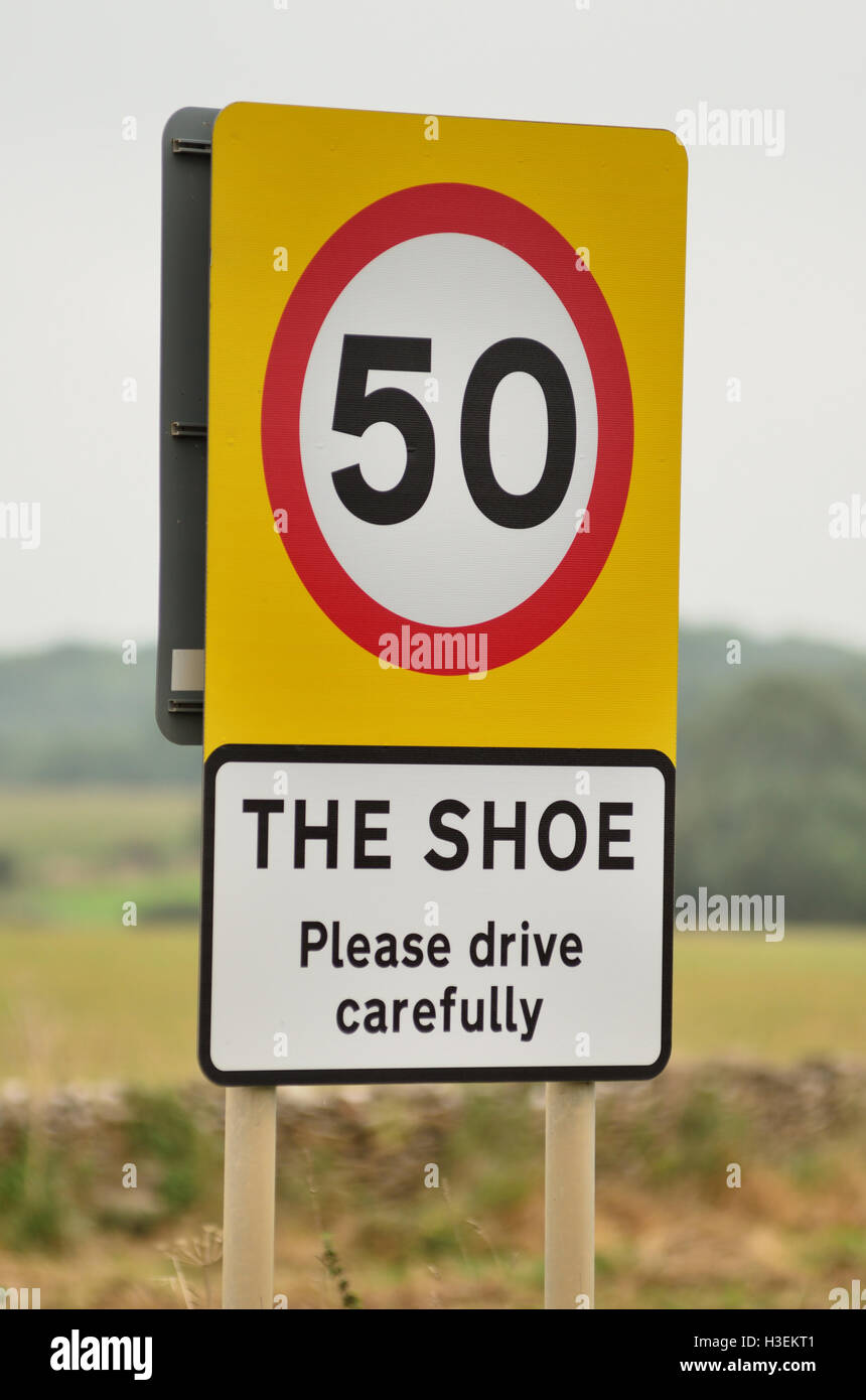 Start of speed limit sign at The Shoe, a small hamlet on the A420 ...