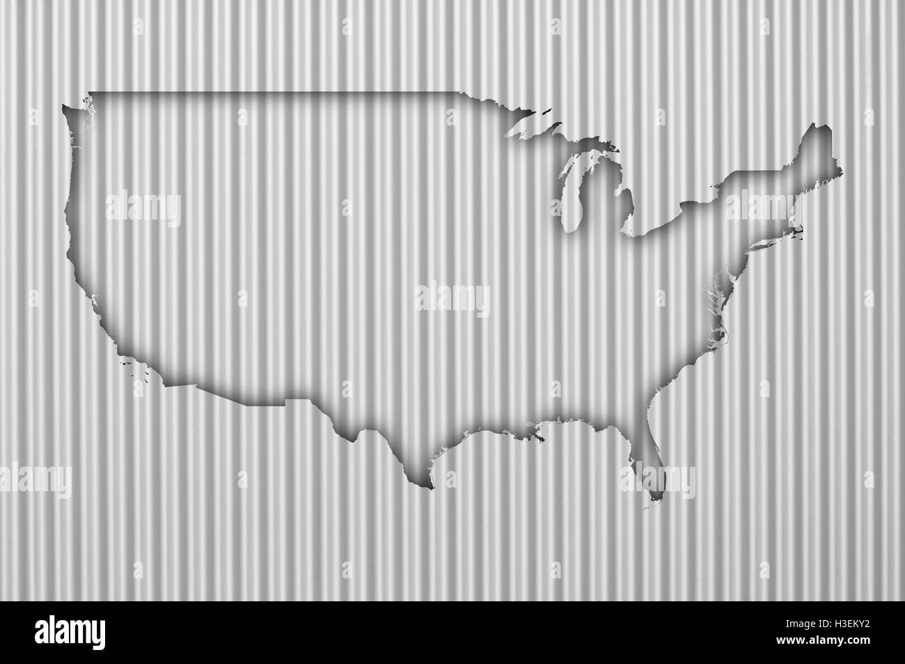 Map of the USA on corrugated iron Stock Photo - Alamy