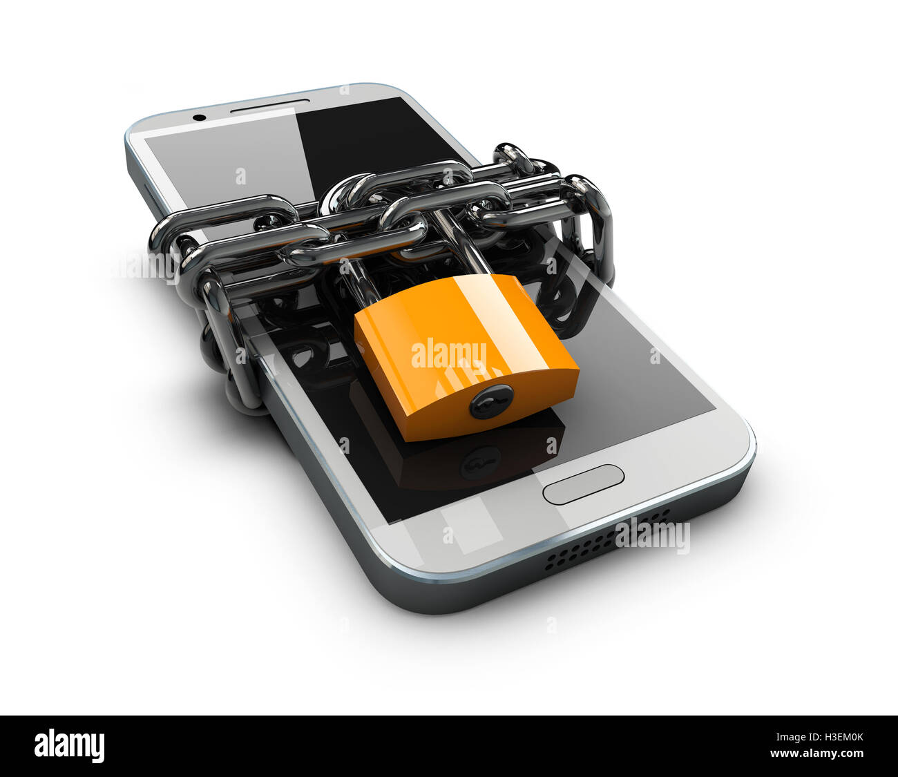 Locked phone isolated on a white background Stock Photo - Alamy