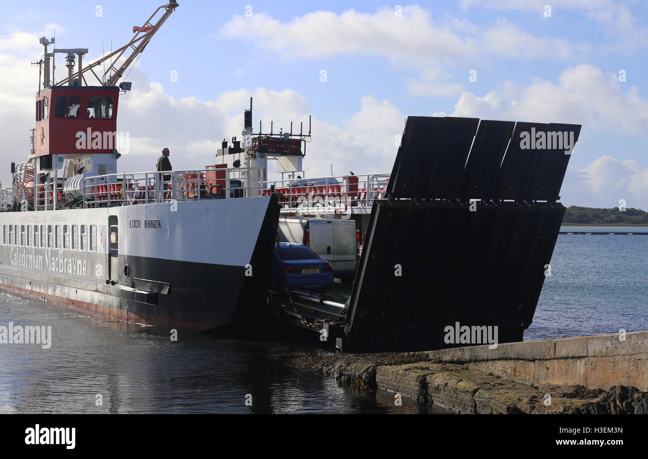 Calmac Ferry MV Loch Ranza departing Ardminish Isle of Gigha Scotland ...