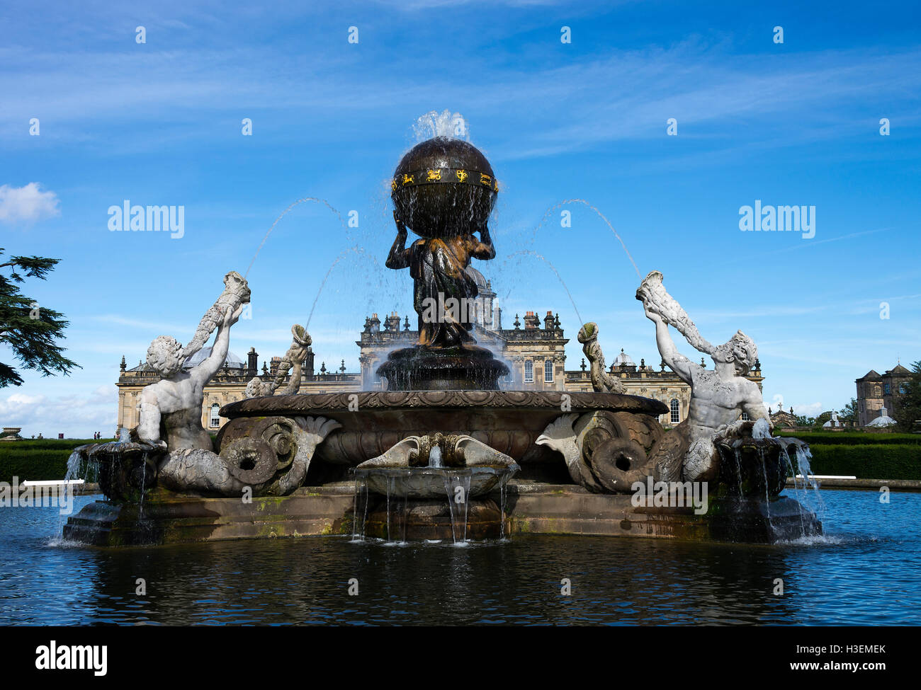 The Beautiful Atlas Fountain in the Grounds of Castle Howard Stately ...