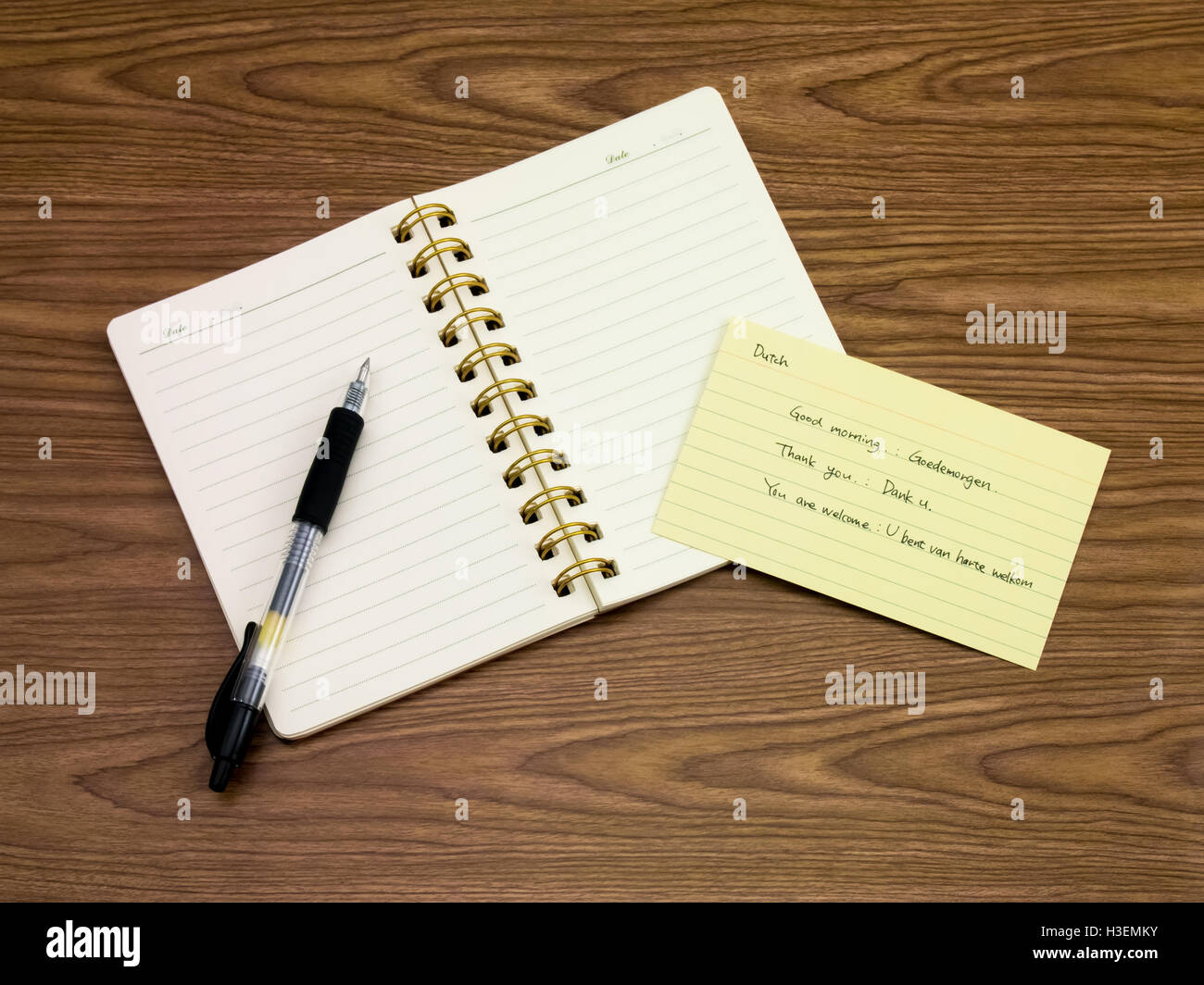 Dutch; Learning New Language Writing Words on the Notebook Stock Photo ...