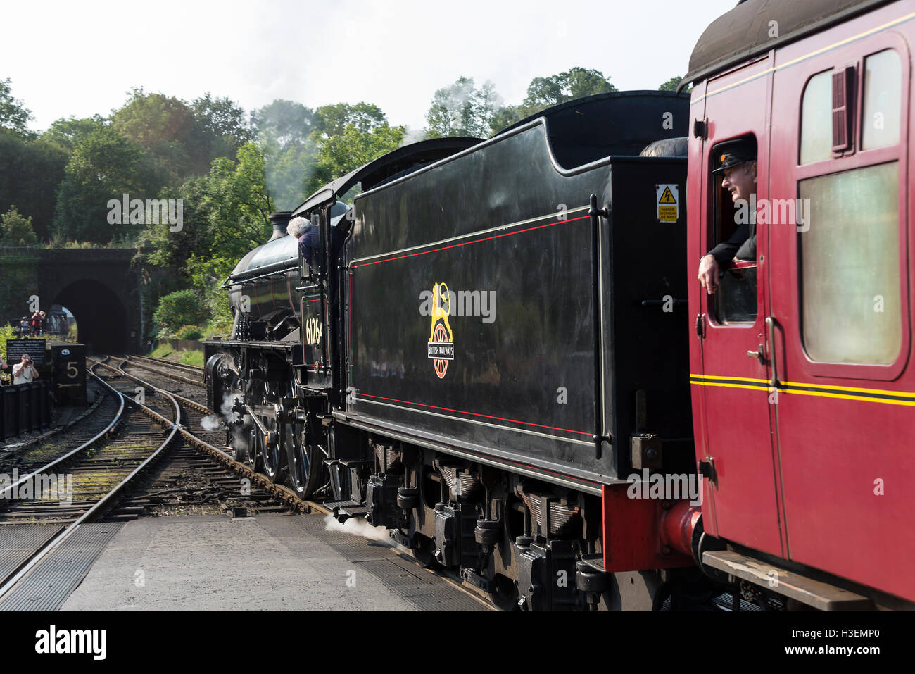 Preserved Steam Engine Thompson Class B1 61264 Pulling Passenger Train ...