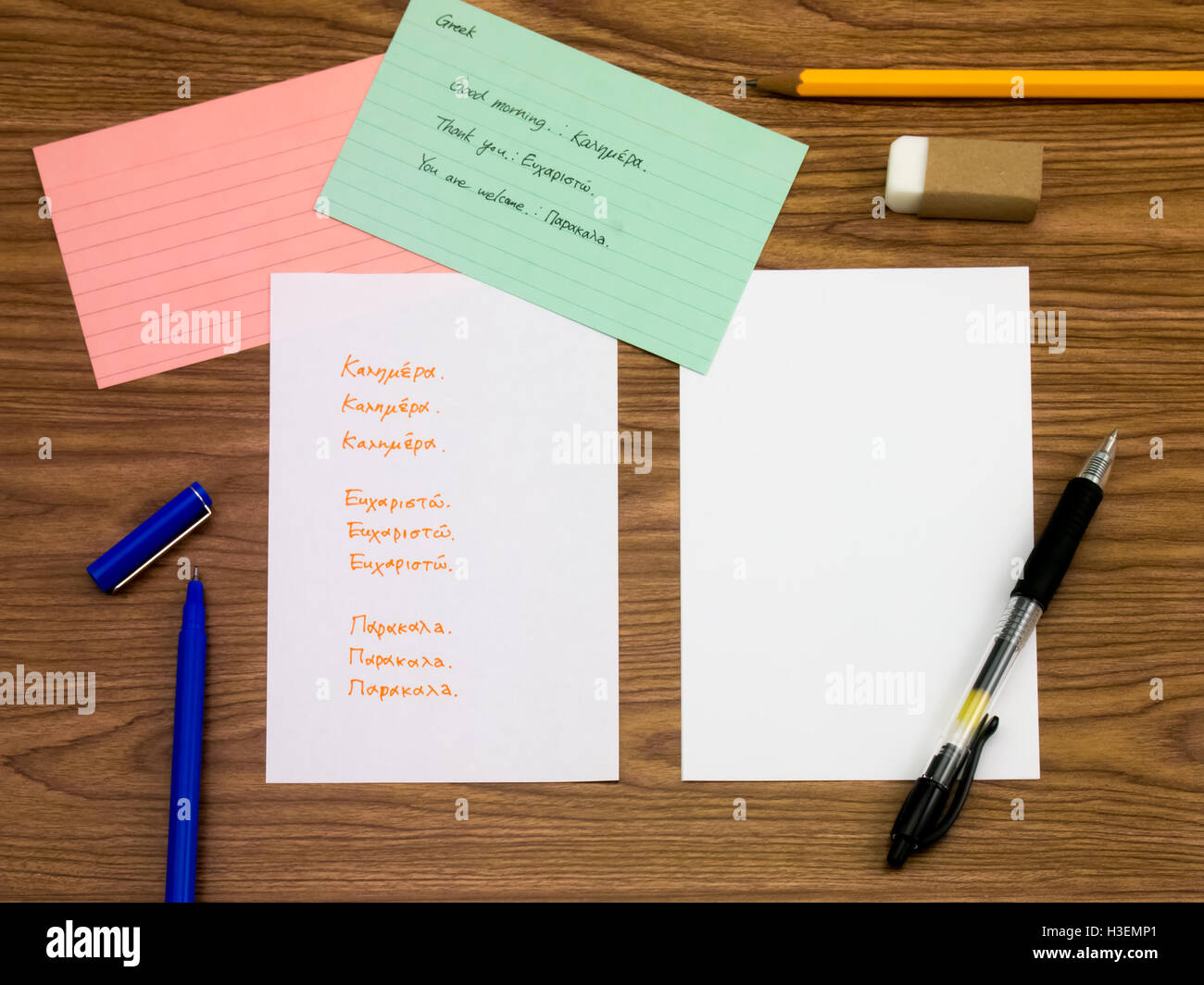 Greek; Learning New Language Writing Words on the Notebook Stock Photo ...