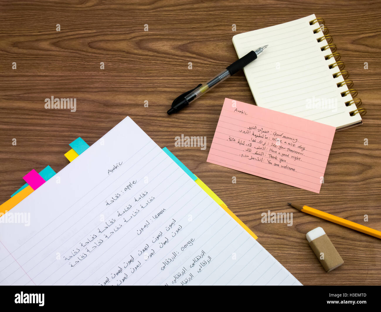 Arabic; Learning New Language Writing Words on the Notebook Stock Photo ...