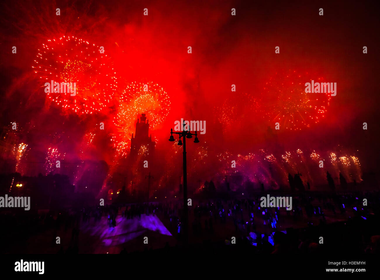 Moscow International Festival Circle of light. Pyrotechnic fireworks ...