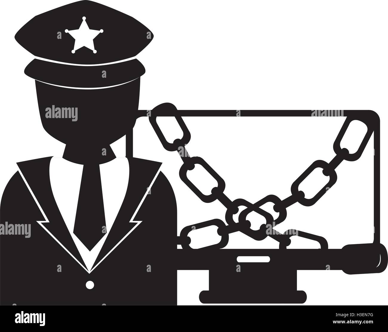 police man and computer Stock Vector Image & Art - Alamy