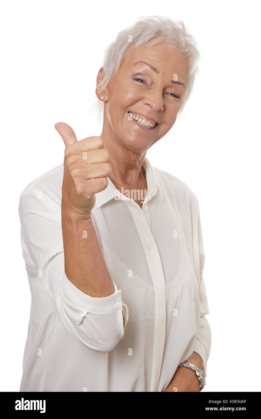 Mature woman giving business hi-res stock photography and images - Alamy
