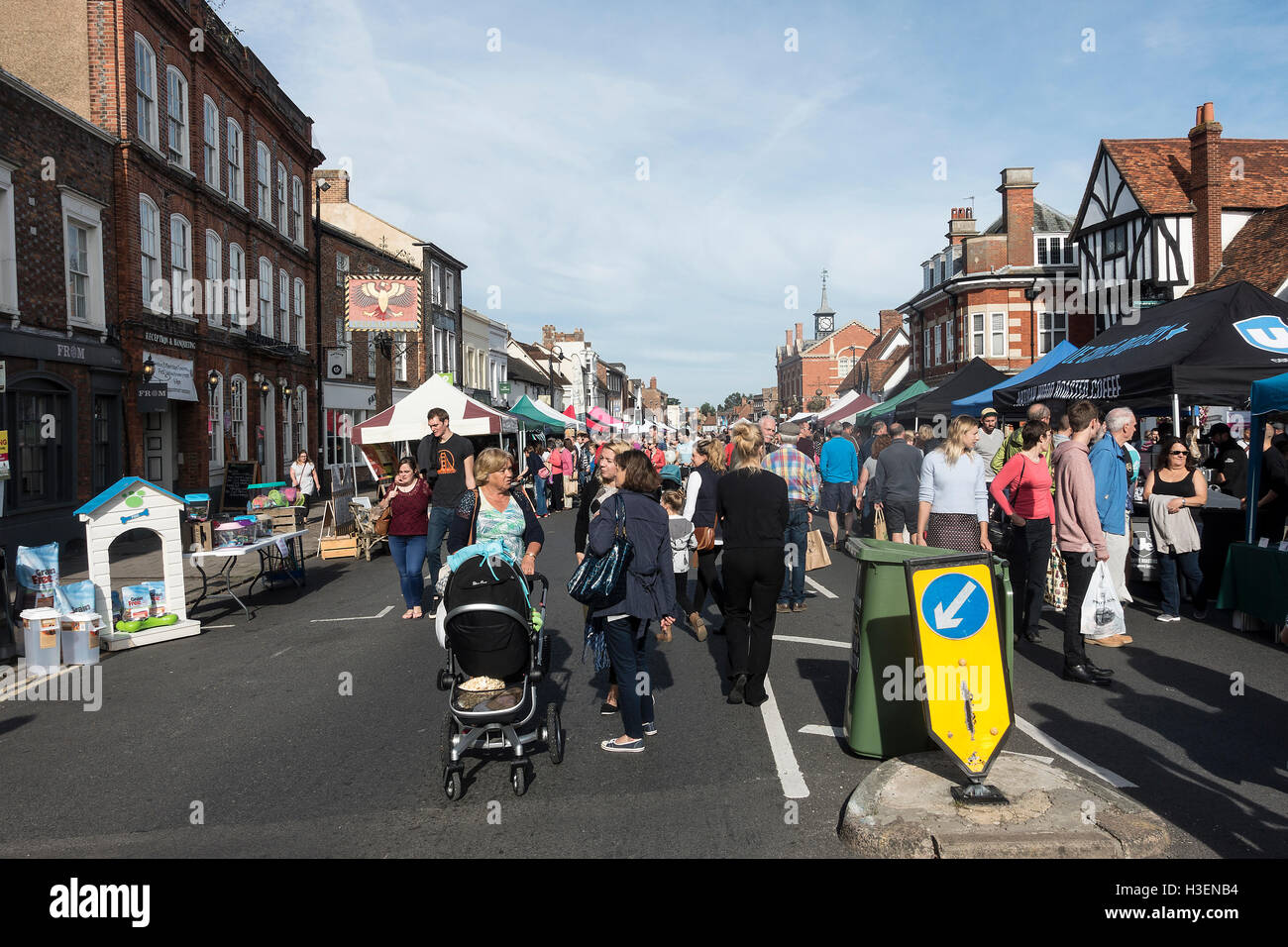Colourful Stalls Surrounded by People at the Thame Festival of Food ...