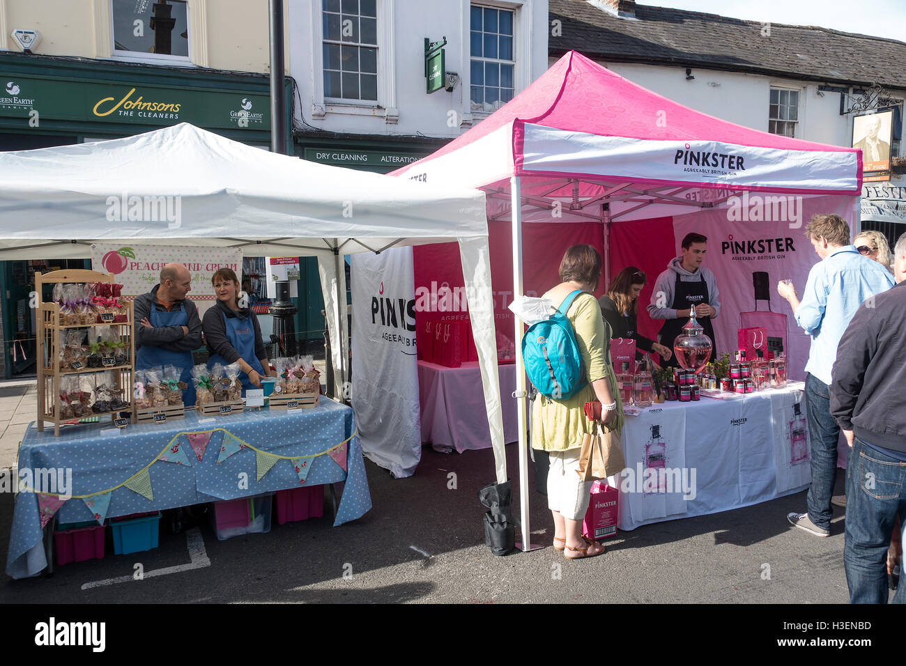 Colourful Stalls Surrounded by People at the Thame Festival of Food ...
