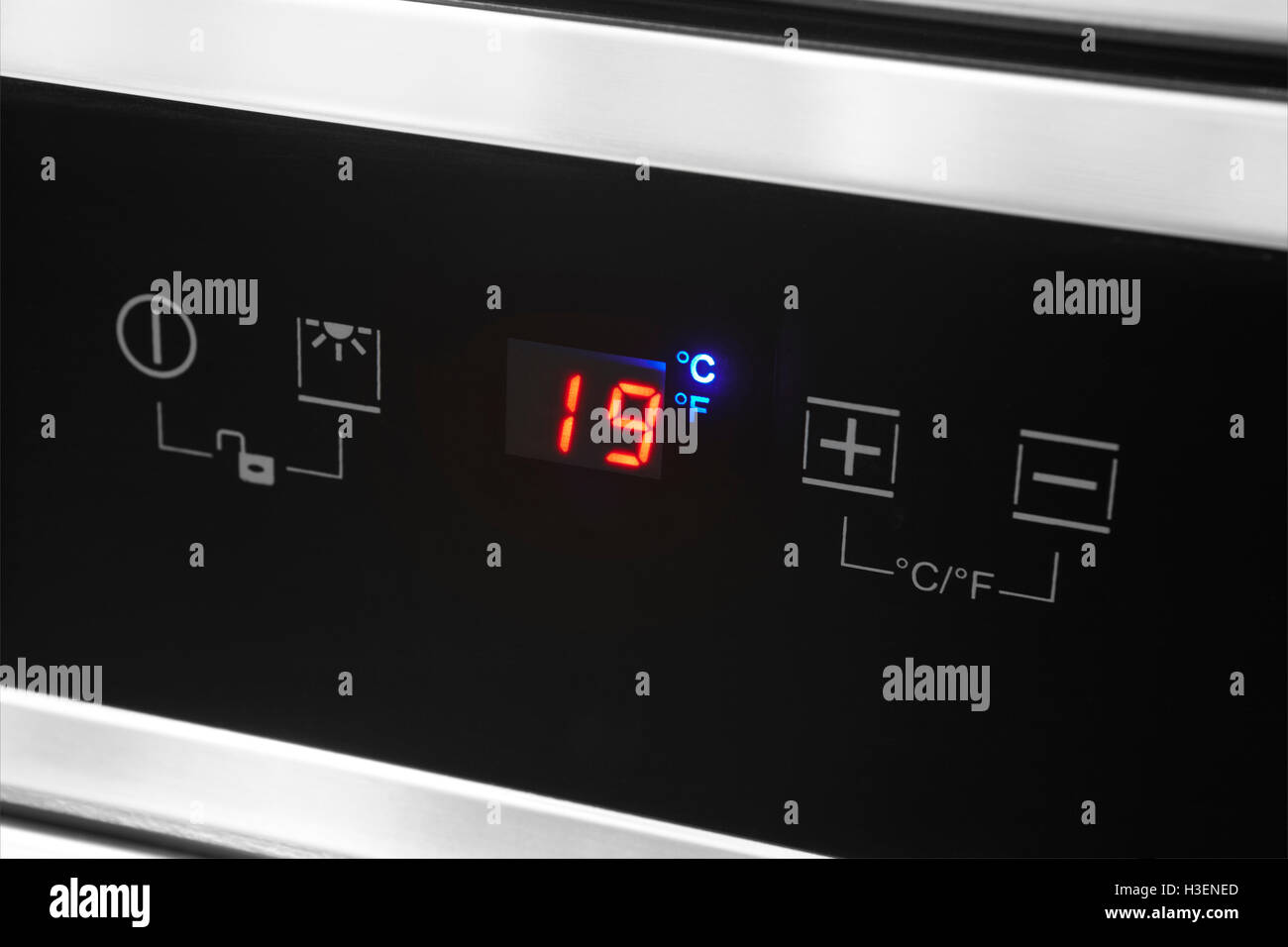 Air conditioner display with temperature thermometer detail. Horizontal ...