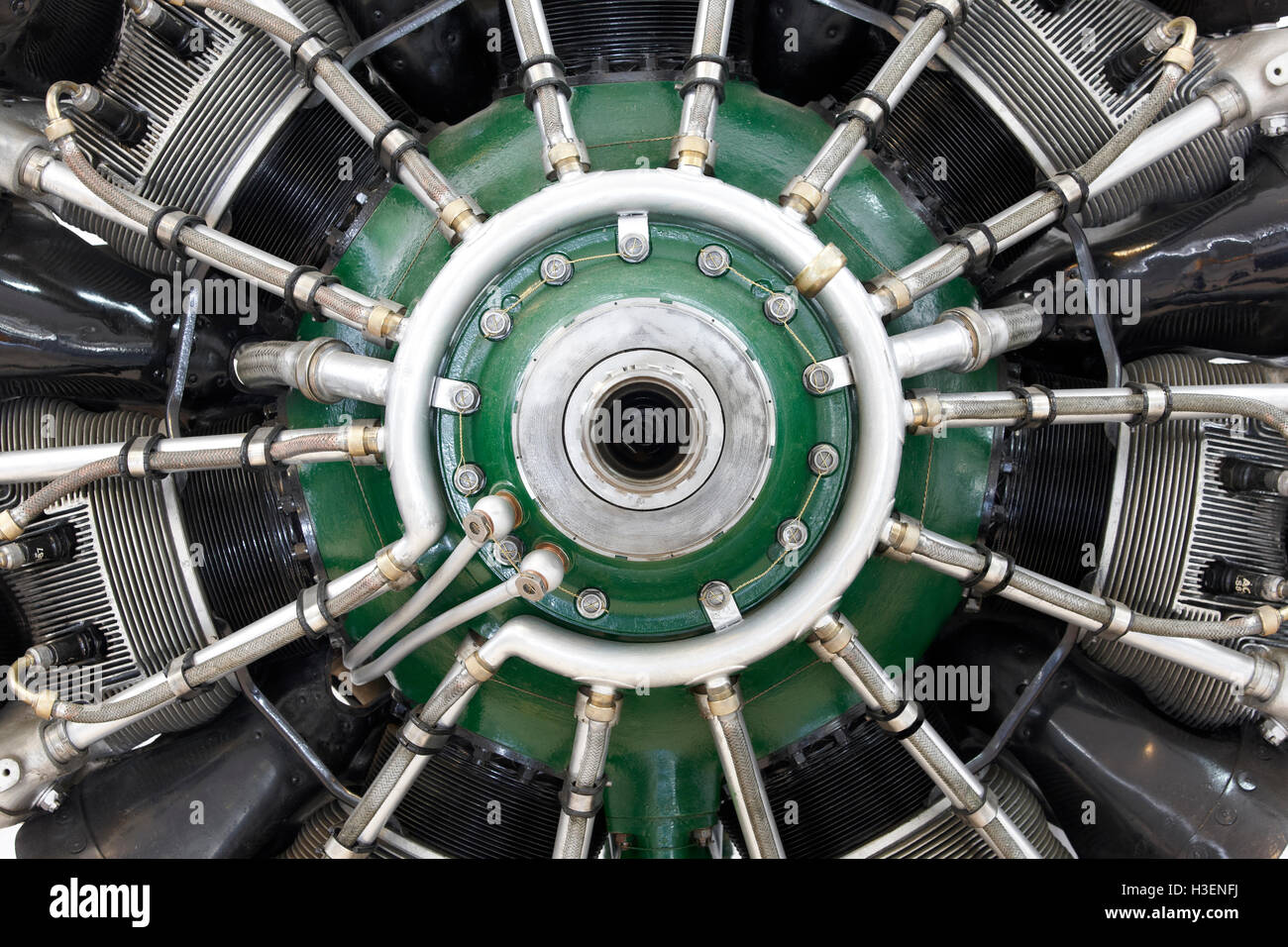Propeller engine detail of an old aircraft. Horizontal Stock Photo - Alamy