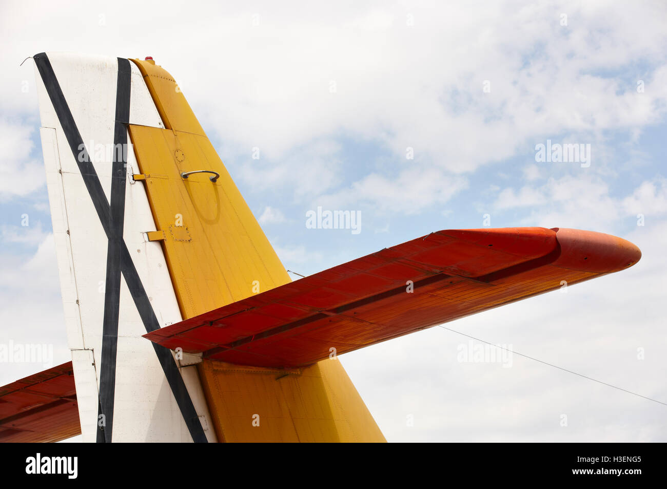 Airplane tale with flags and blue sky background. Horizontal Stock ...