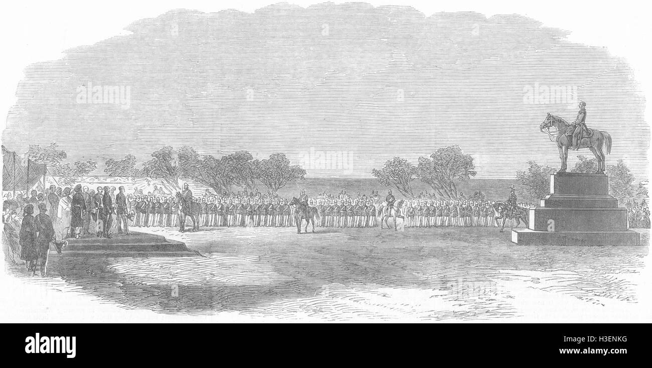 INDIA Sir Mark Cubbon's statue, Bangalore, India 1866. Illustrated ...