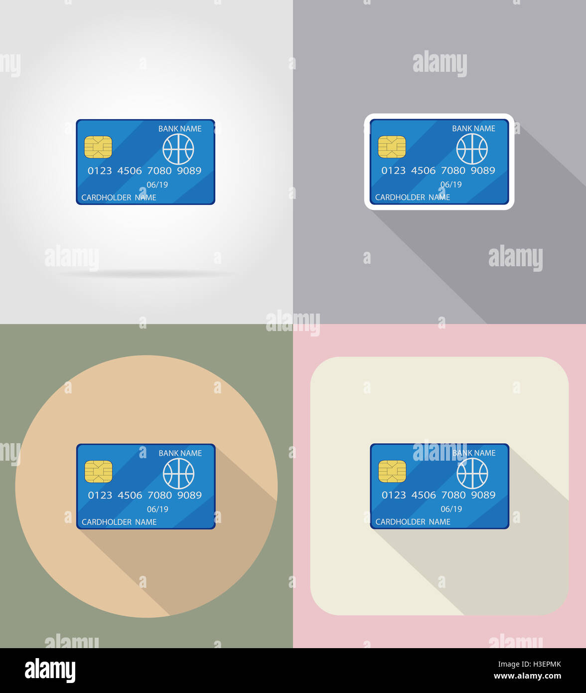 bank card flat icons illustration isolated on background Stock Photo ...