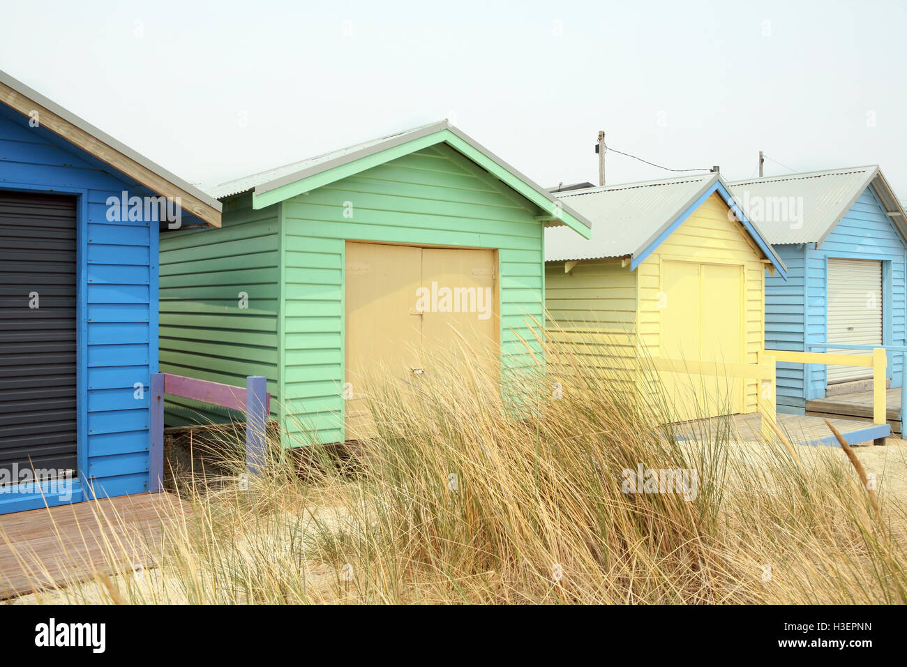 Colorful Beach Huts at Brighton Beach Near Melbourne, Australia Stock ...