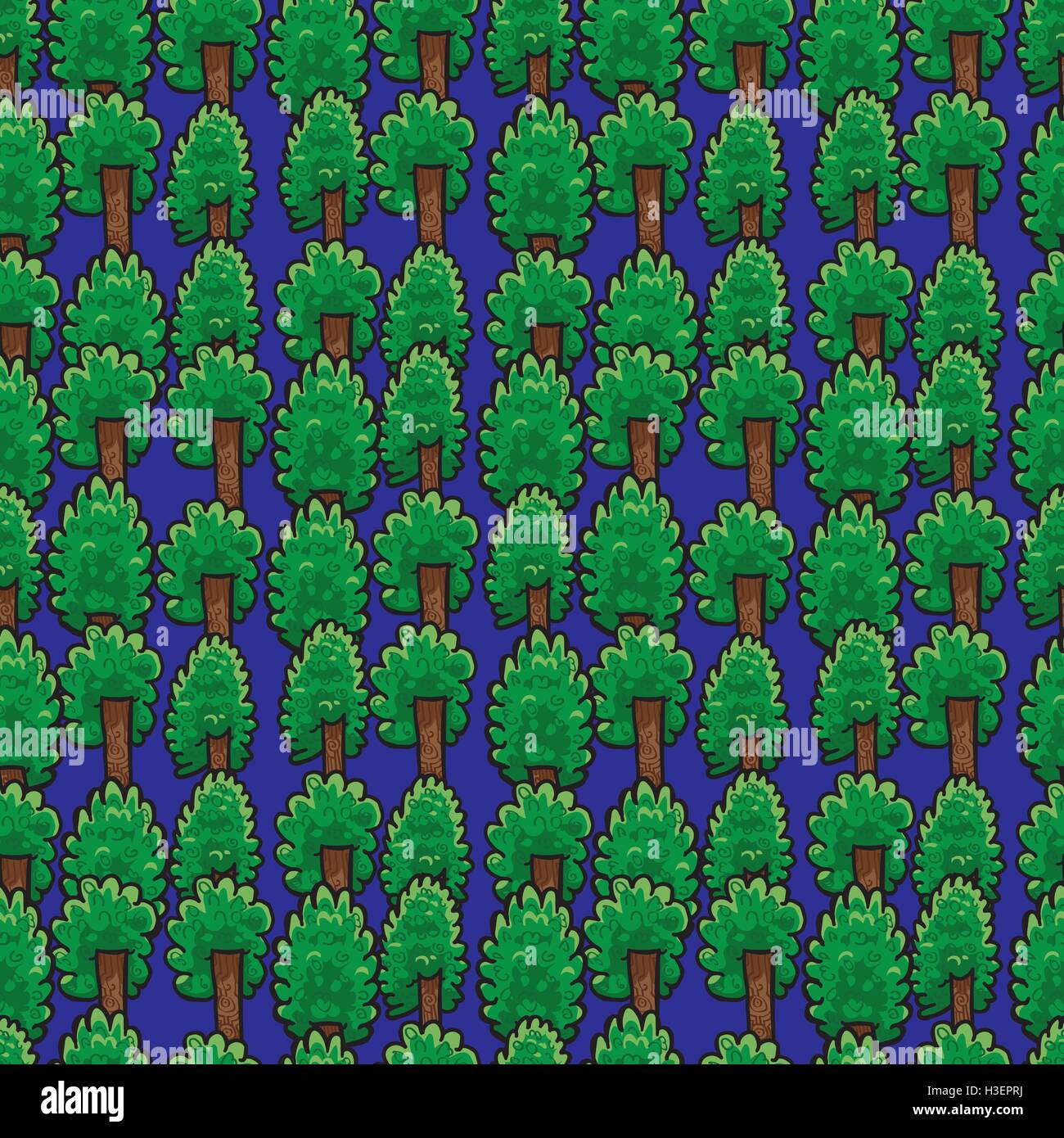 Deciduous trees seamless pattern on blue background. Vector illustration Stock Vector Image ...