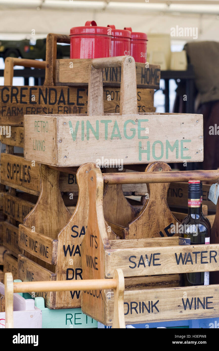 Assortment of wooden containers and crates Stock Photo - Alamy