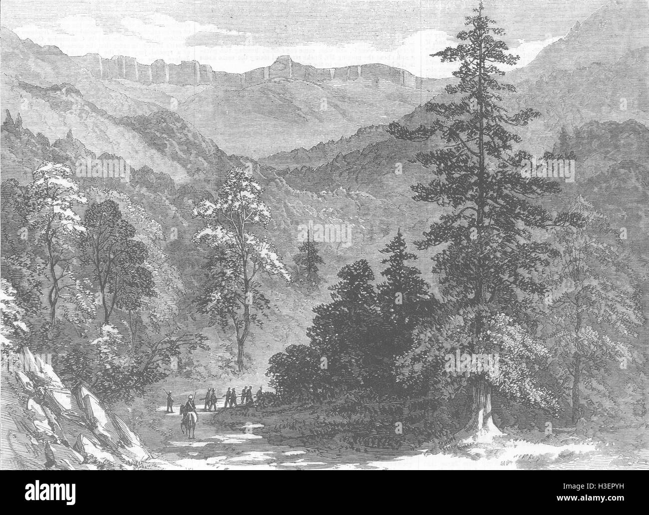 ETHIOPIA Nearing Abyssinian plateau, Rayry Guddy 1868. Illustrated ...