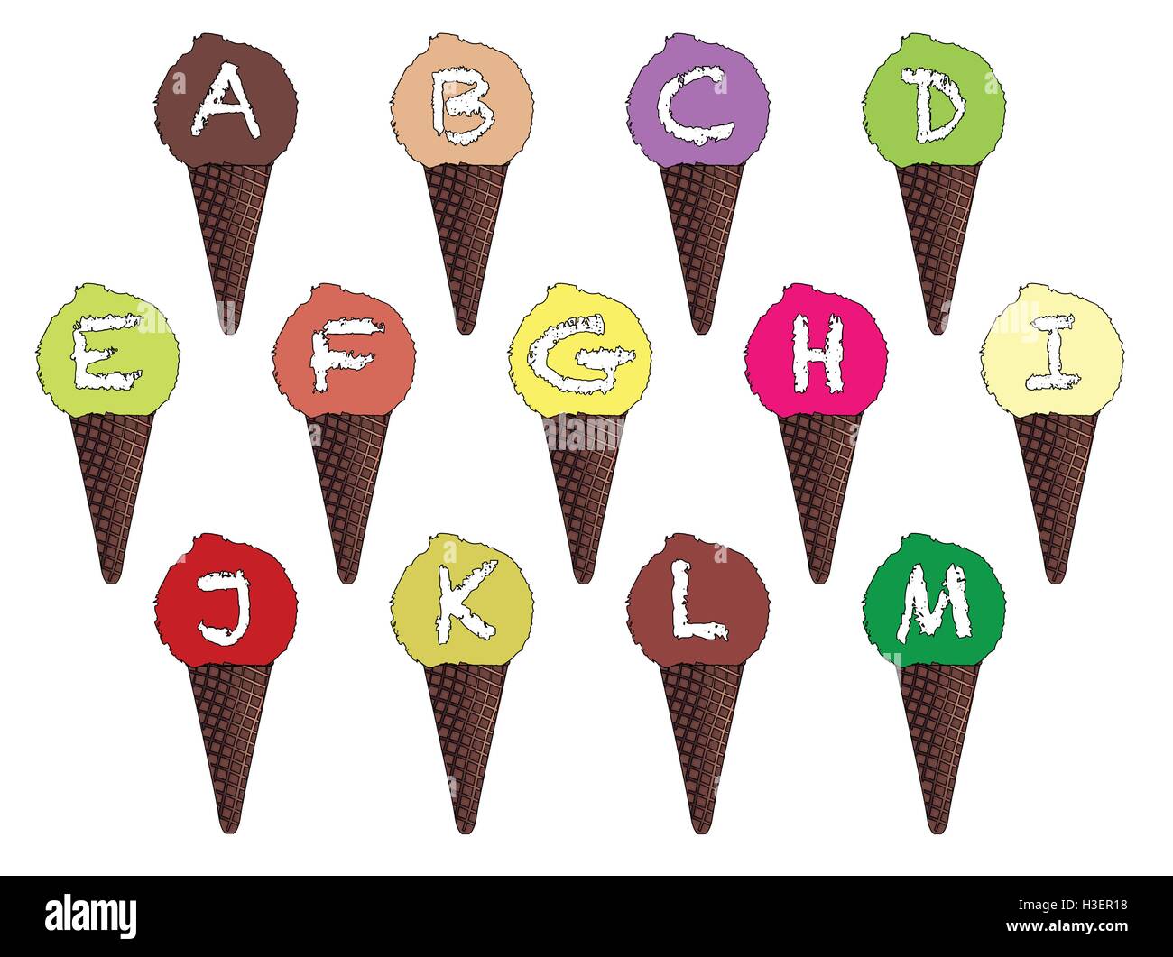 Letter ice cream cones over a white background Stock Vector Image & Art ...